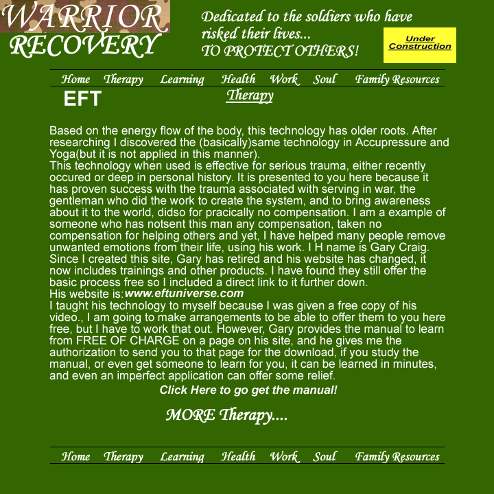 Warrior Recovery - Therapy - EFT and NLP resources